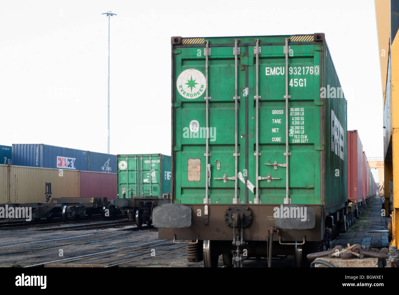 Intermodal Multimodal shipping container road - rail interchange depot ...