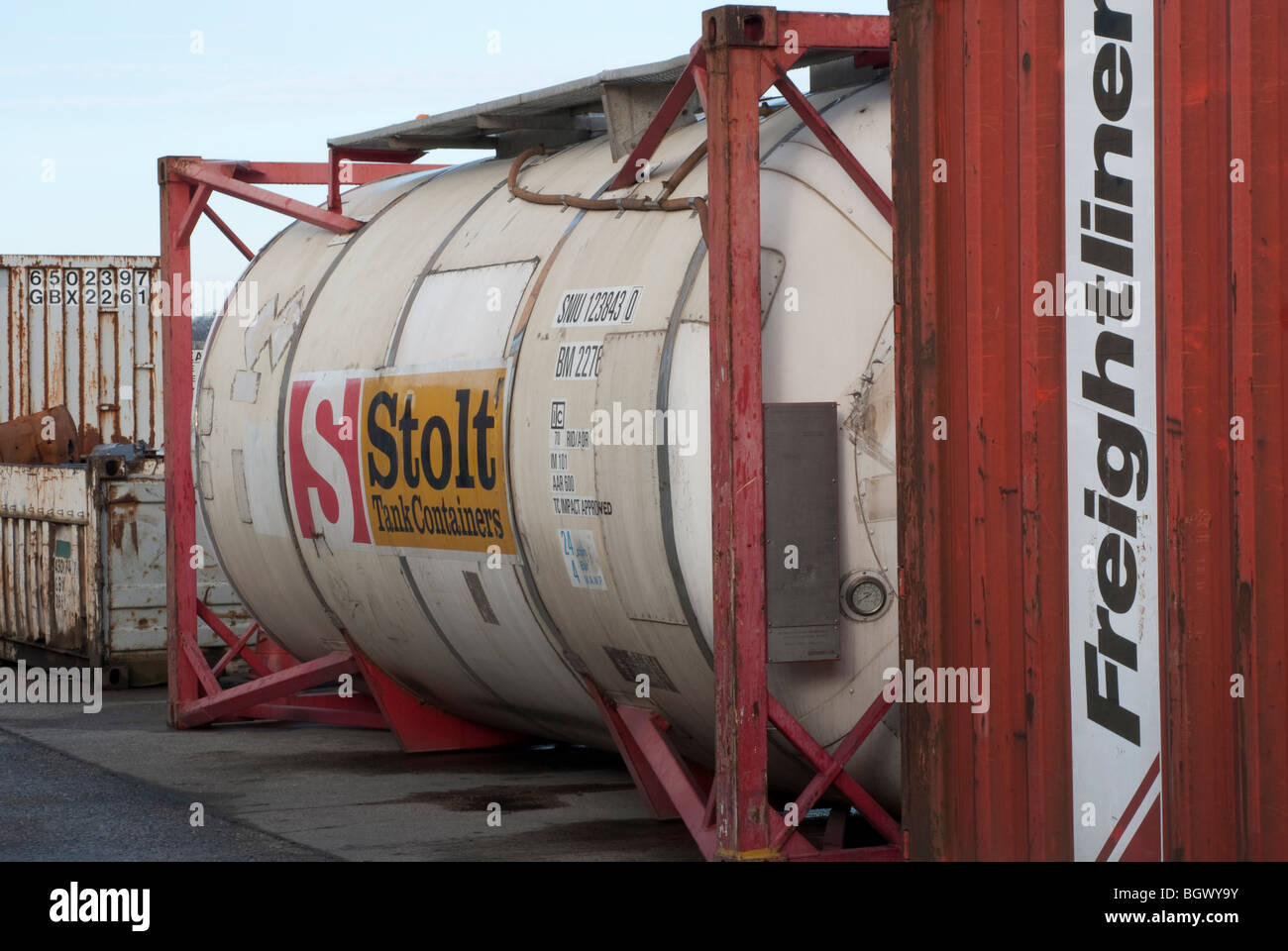 Intermodal Multimodal shipping container road - rail interchange depot ...