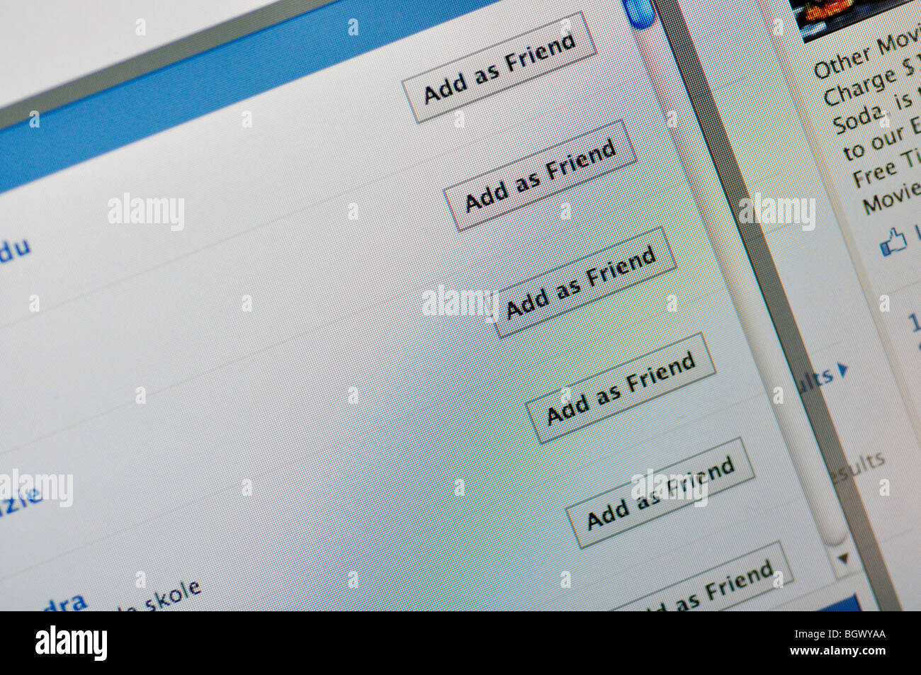 Facebook website ("add friend" tabs Stock Photo - Alamy