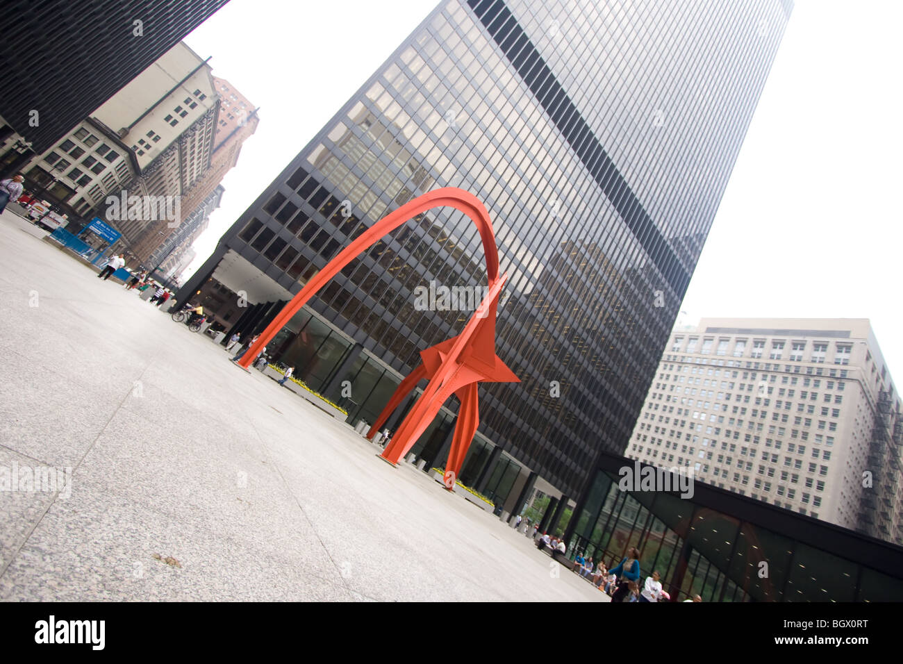 BGX0RT View of the bright red Flamingo sculpture created by American ...