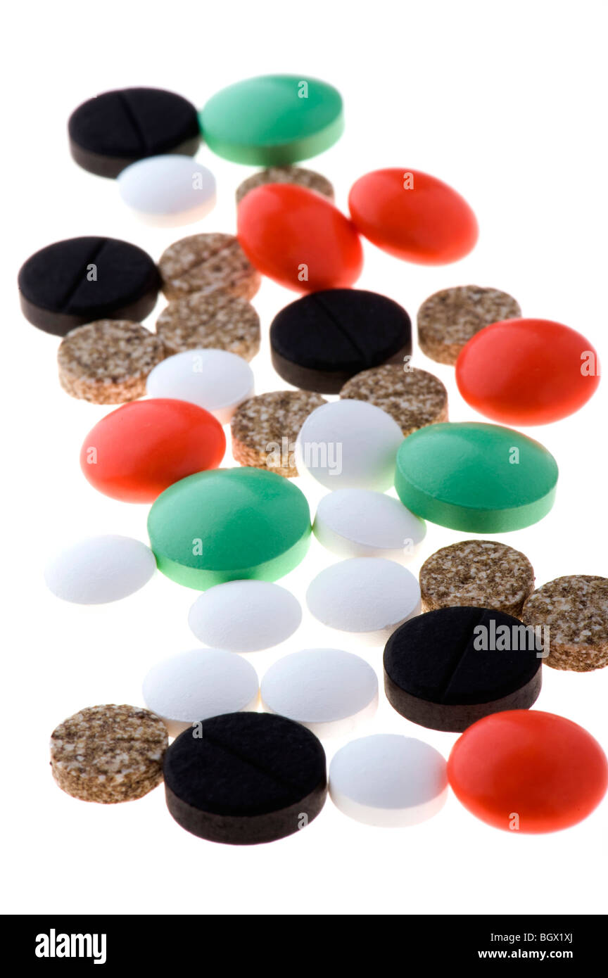 object on white - Medical Tablets close up Stock Photo - Alamy
