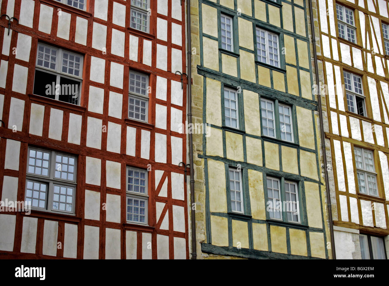 Quarter timbered buildings with windows Bayonne Bordeaux Atlantic Coast ...