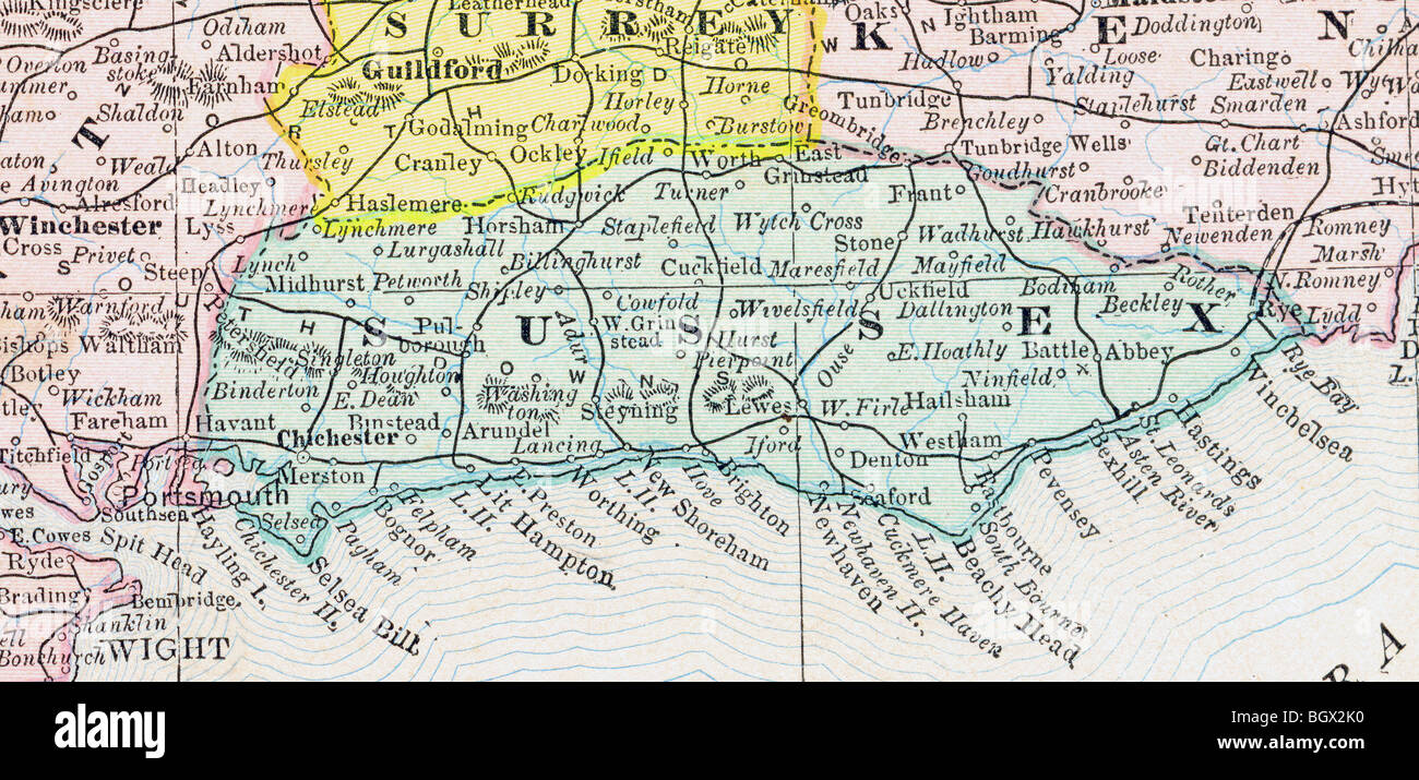 Sussex england map hi-res stock photography and images - Alamy