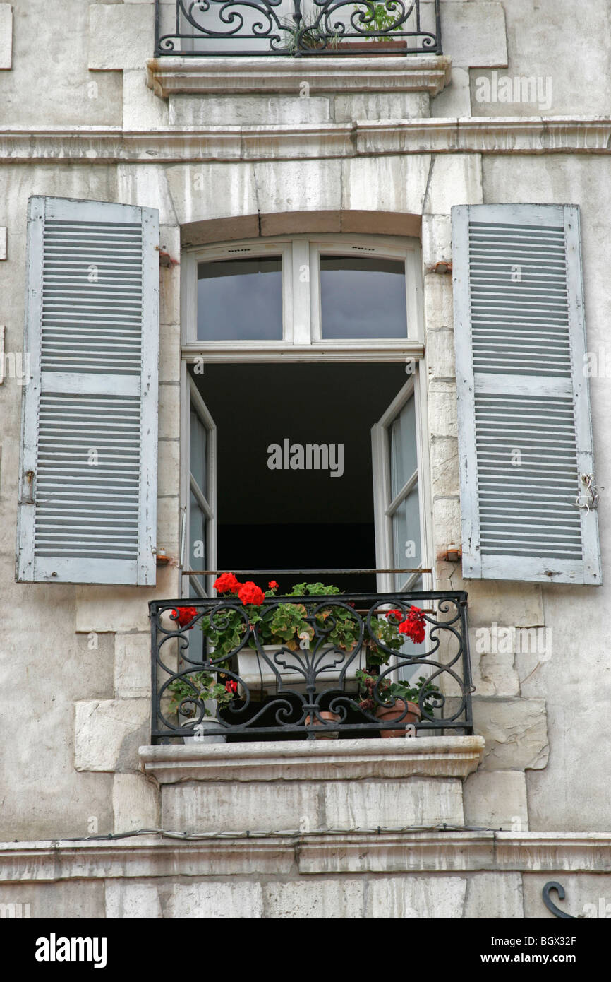 Stone buildings with shuttered windows Bayonne Bordeaux Atlantic Coast ...
