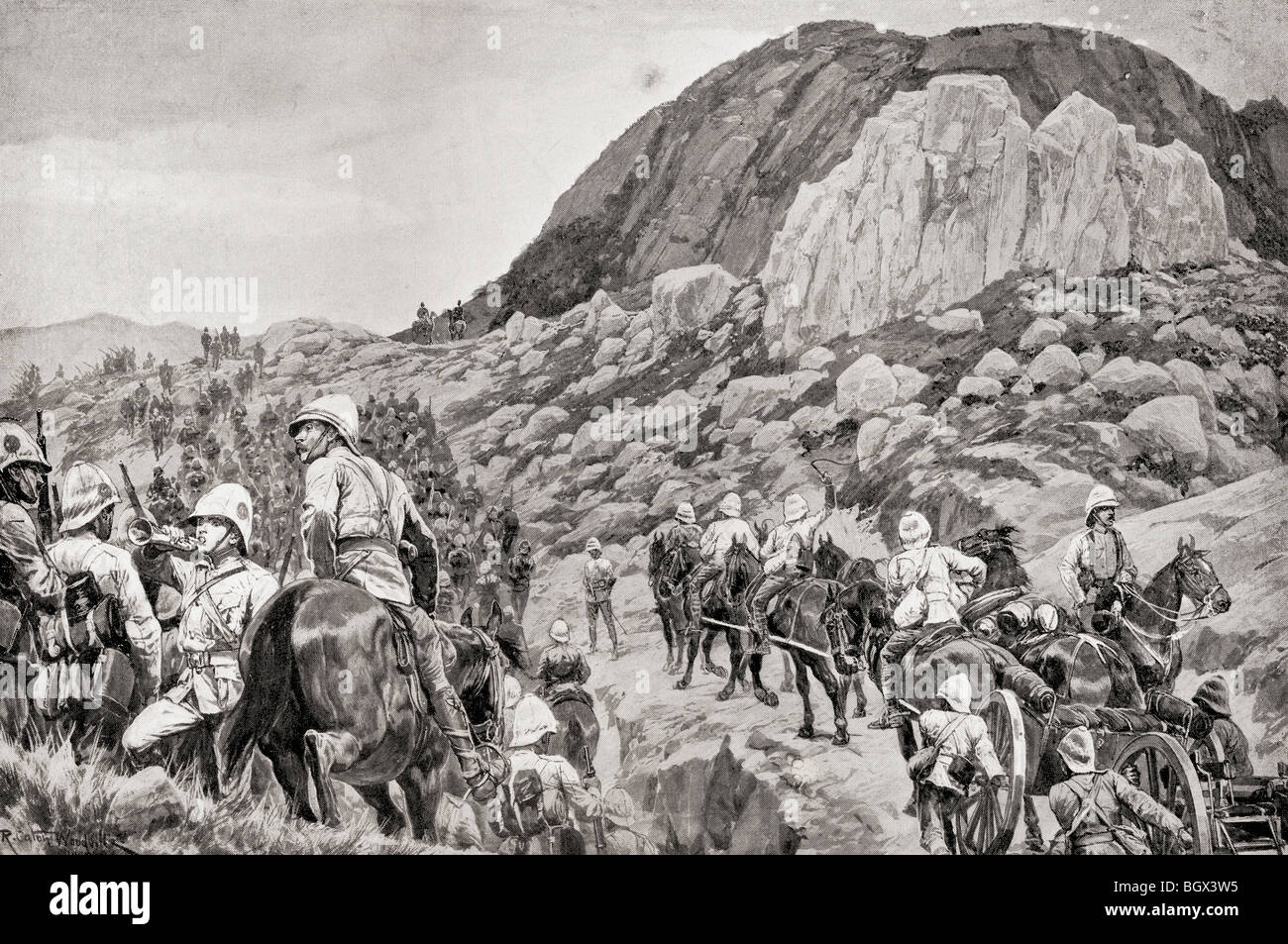 British soldiers going to attack Spion Kop, January 24 1900, during the ...