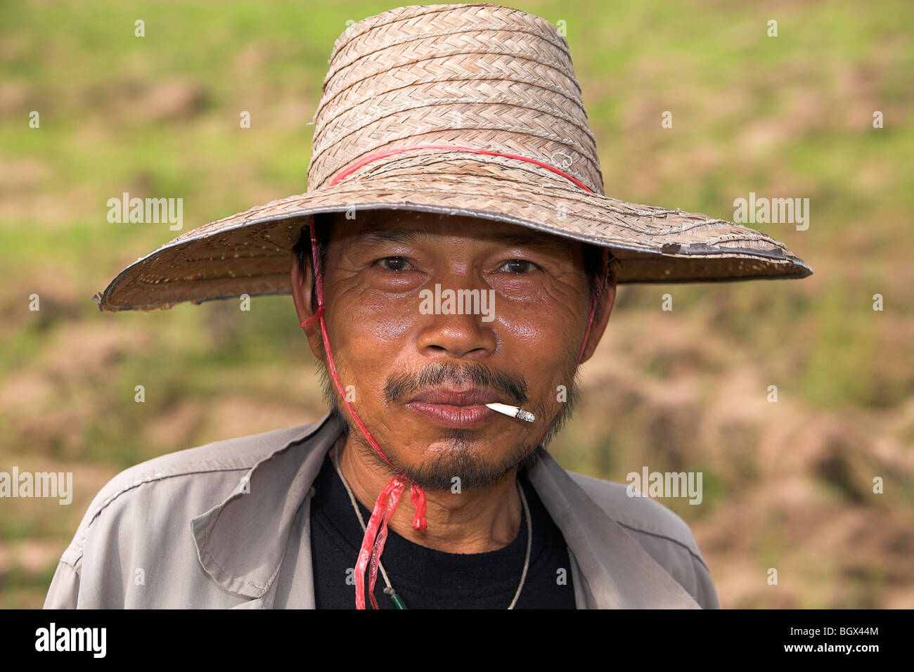 Man standing in field smoking Stock Photo - Alamy