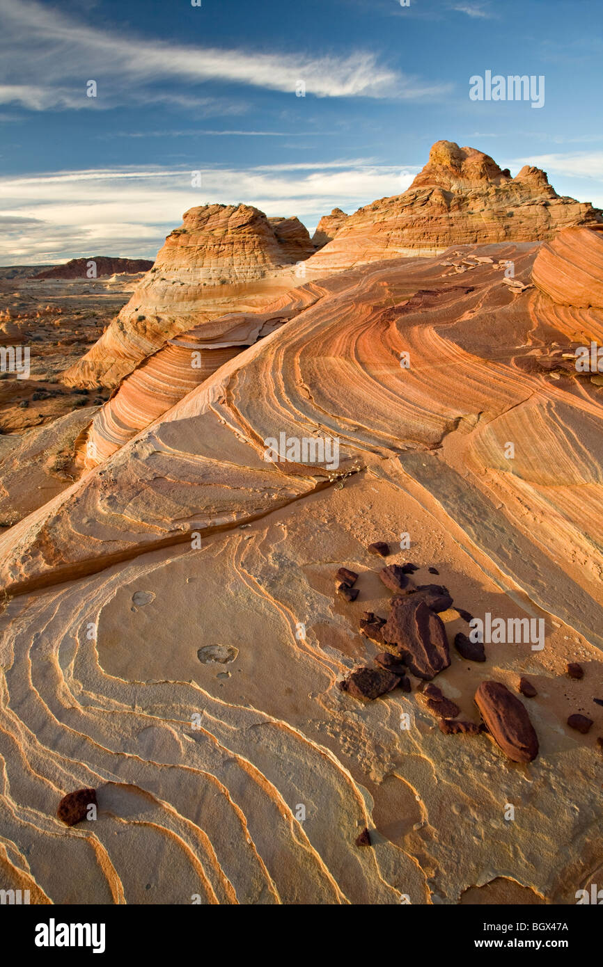 Swirling sandstone rock formations in Coyote Buttes South Stock Photo ...