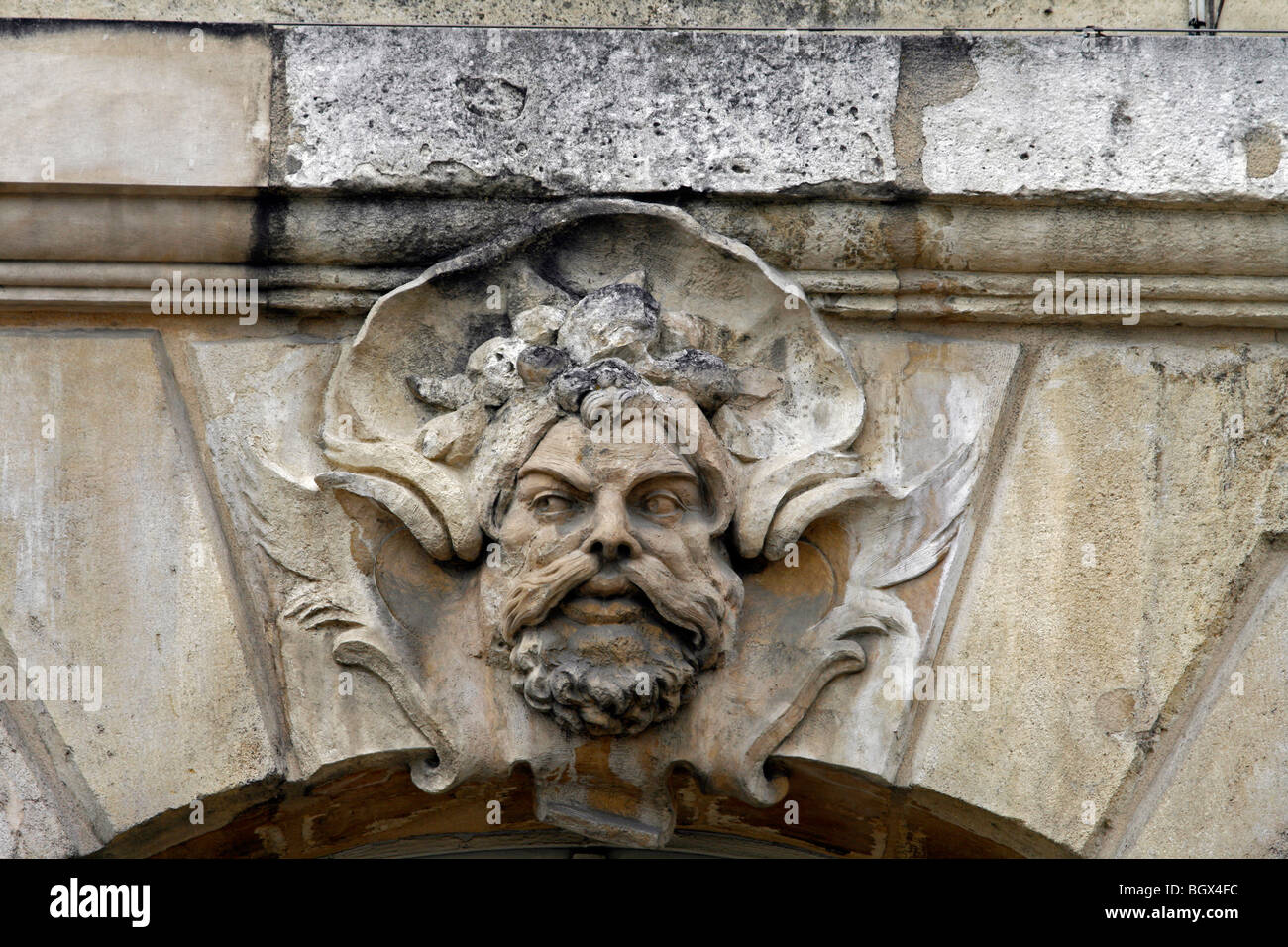 Window detail gargoyles mascarons Place de la Bourse stock exchange ...