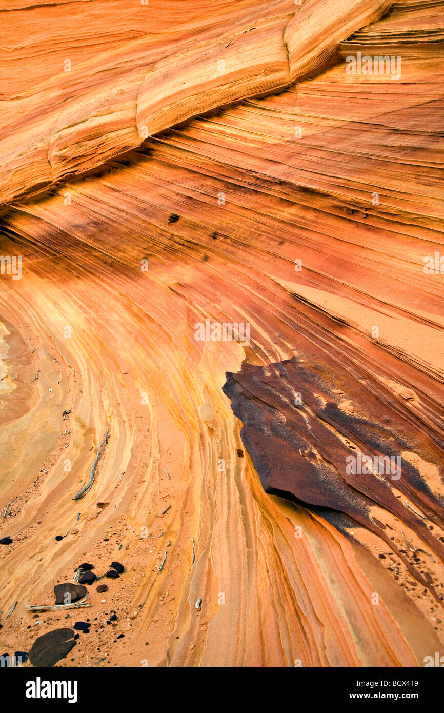 Swirling sandstone rock formation in Coyote Buttes Stock Photo - Alamy