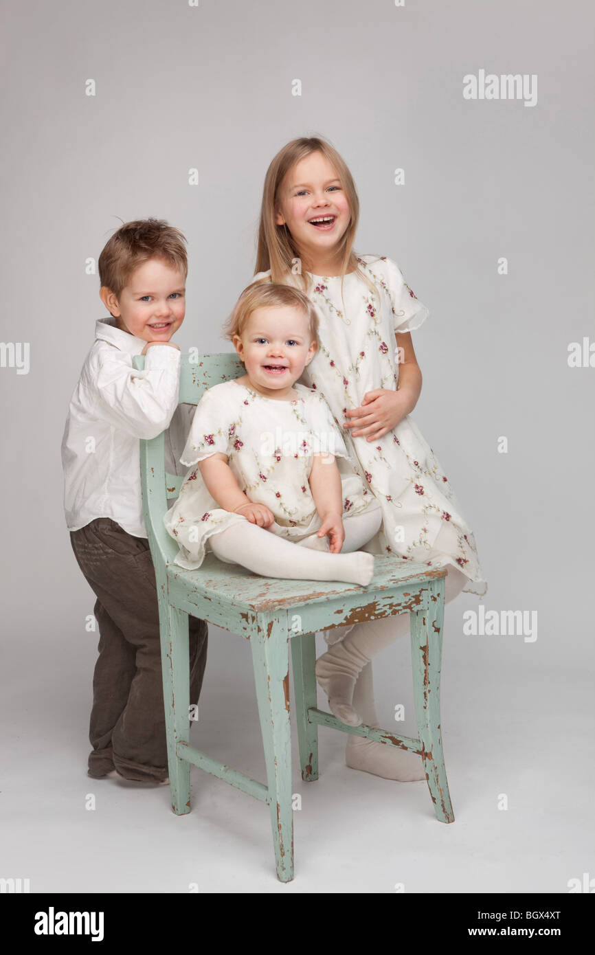 Studio portrait shot three children hi-res stock photography and images ...