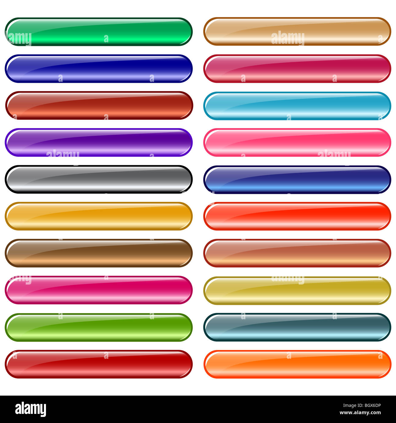 Web buttons in shiny assorted colors, rounded rectangles. Scalable ...