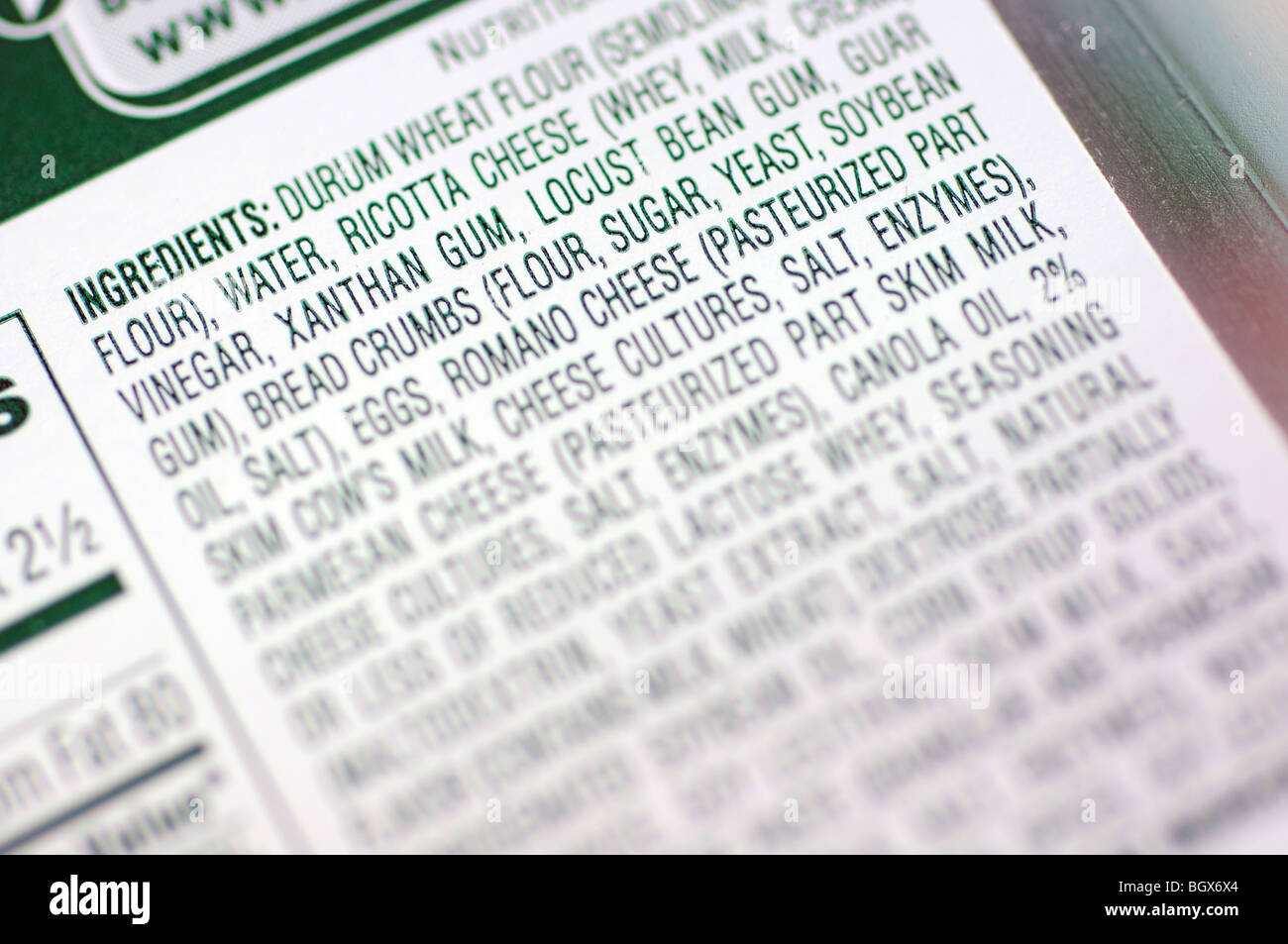 Ingredients list on food package hi-res stock photography and images ...