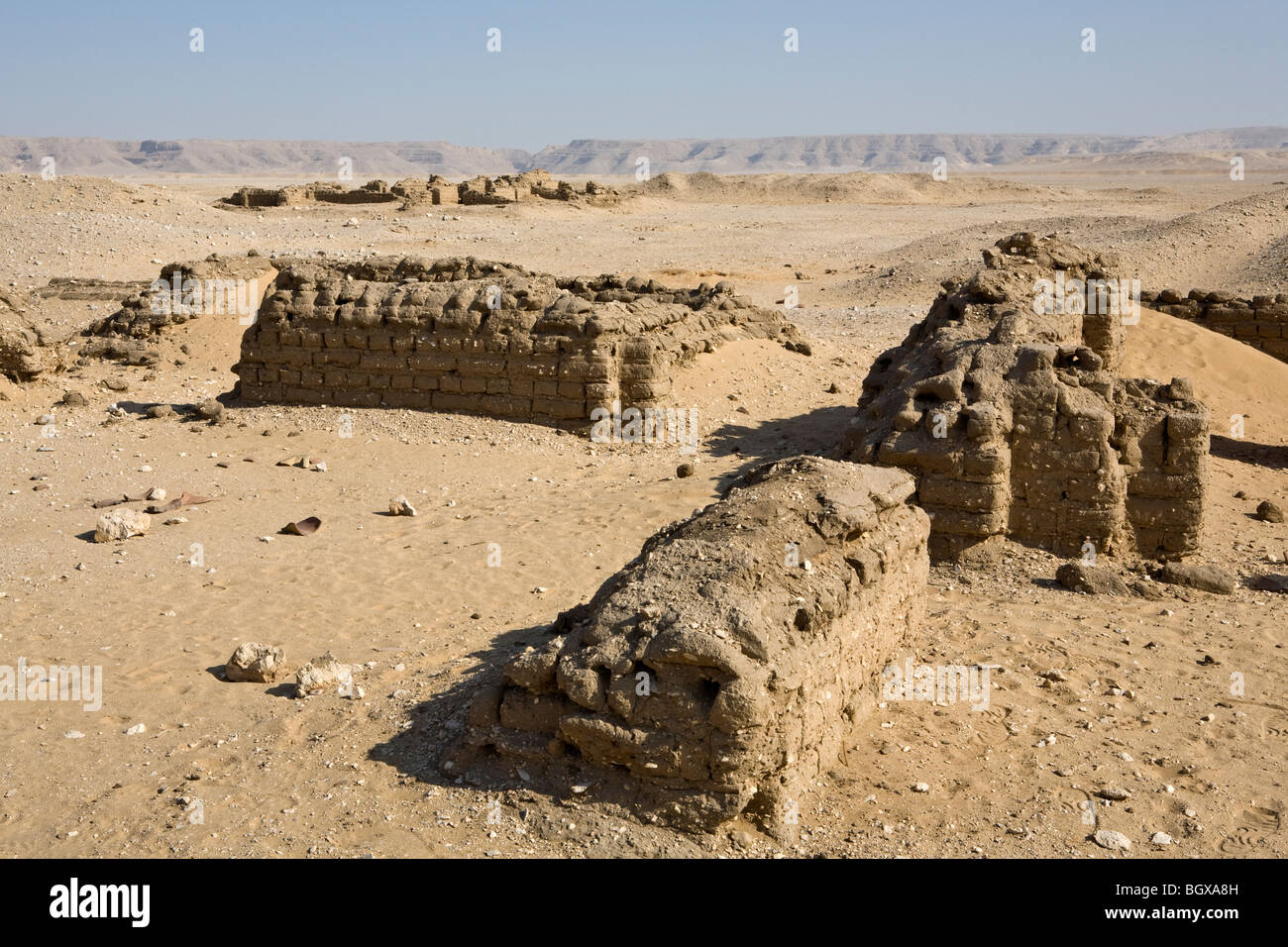 Ruins of walls and building at Tell el-Amarna also known as Akhetaten ...