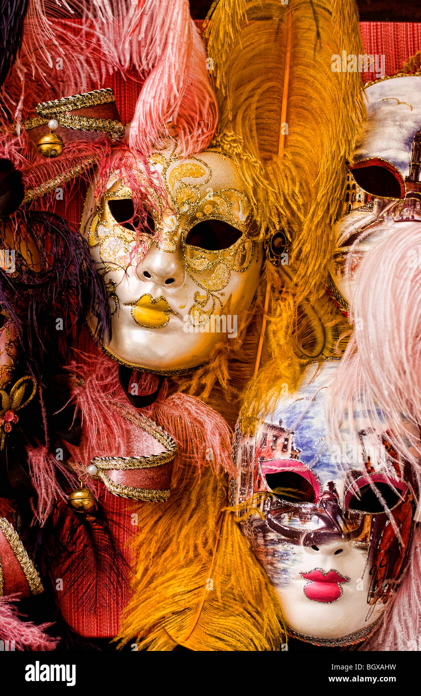 Famous colorful carnival party masks for sale in romantic city of ...