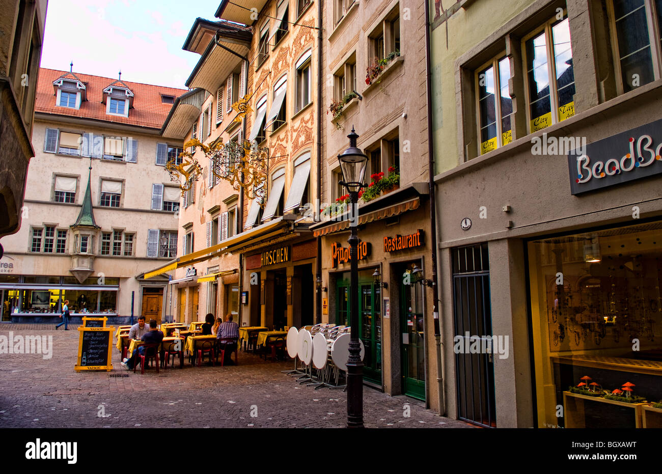 Downtown city scene of Lucerne Switzerland for tourists in Luzern Stock ...