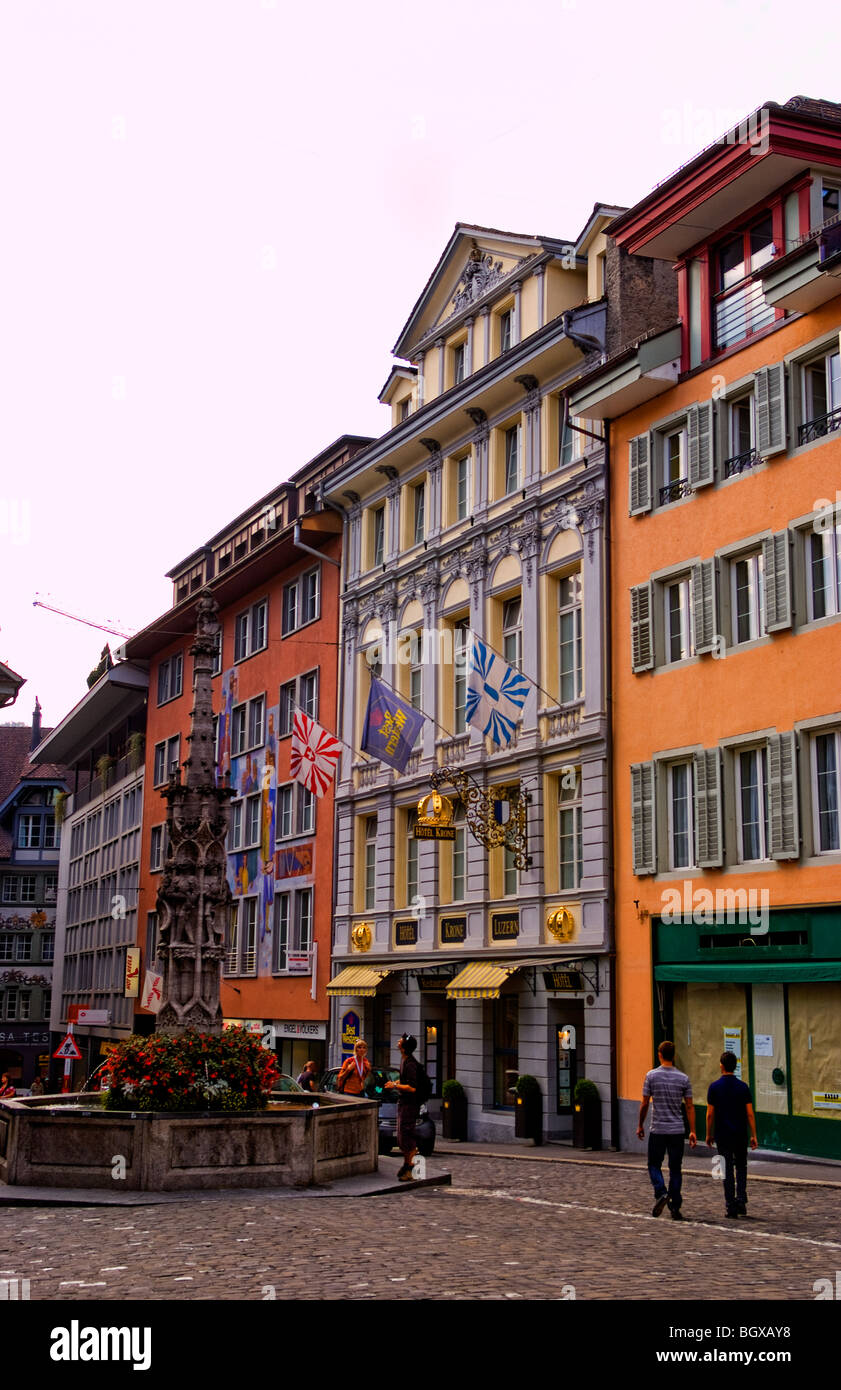 Downtown City Scene Lucerne Switzerland High Resolution Stock ...