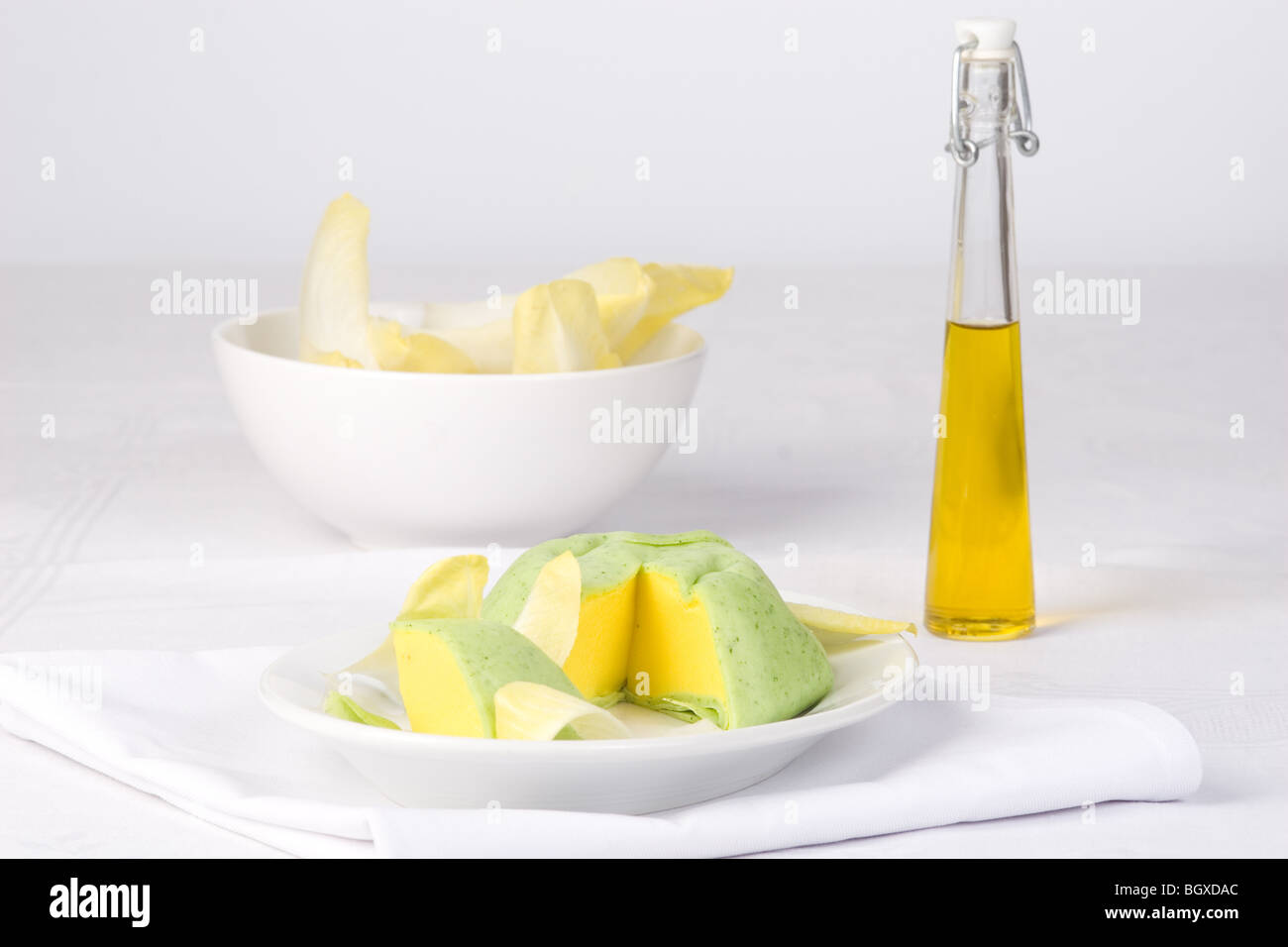 Red pepper mousse and oil Stock Photo - Alamy