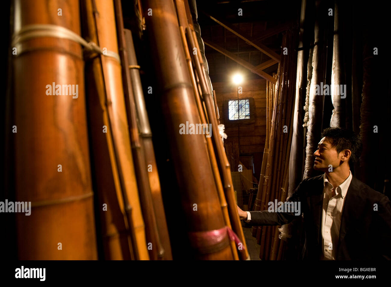 Junji Kagata, of Takehei Bamboo, in the warehouse where the company ...
