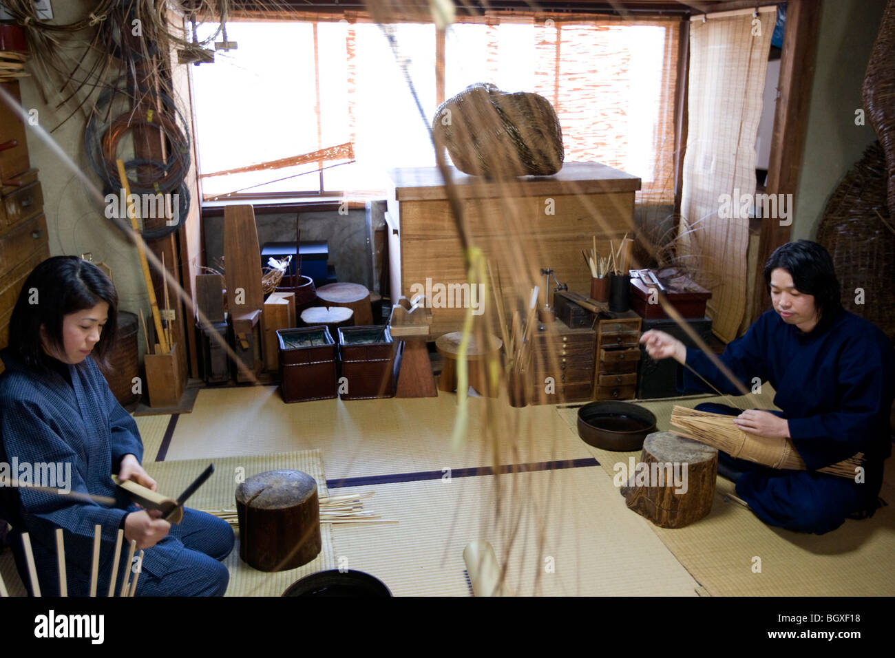 Artists using bamboo as materials, Japan Stock Photo - Alamy