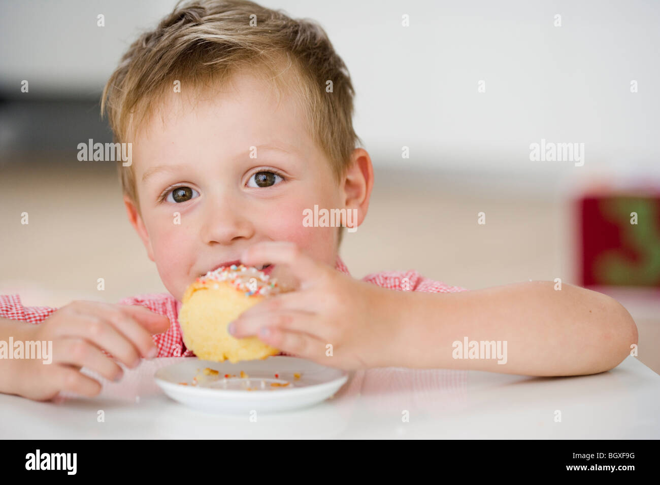 young boy eating sweet dumpling Stock Photo - Alamy