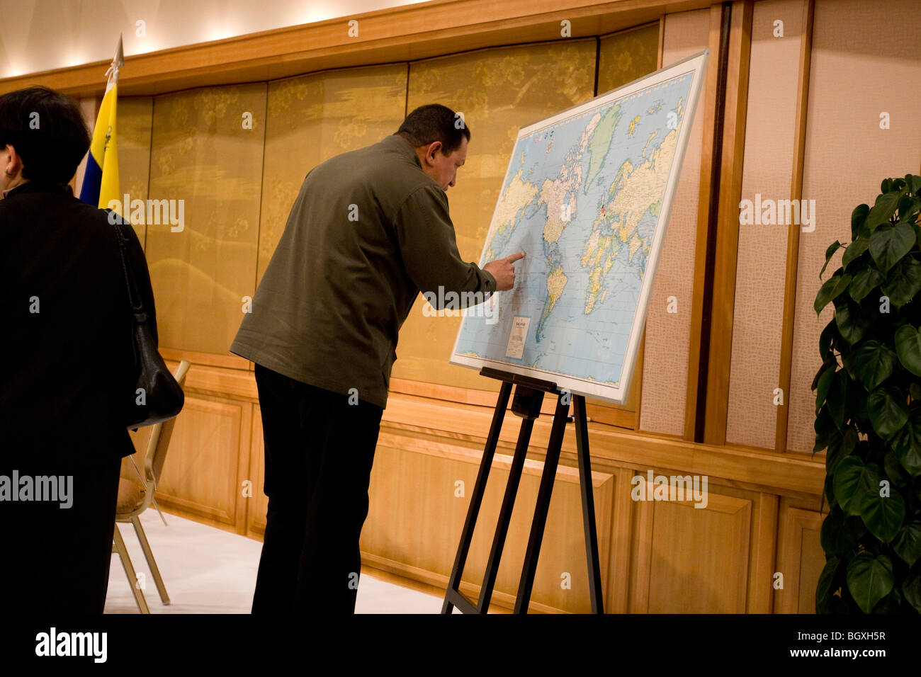 President of Venezuela Hugo Rafael Chavez Frias, speaking at a press ...