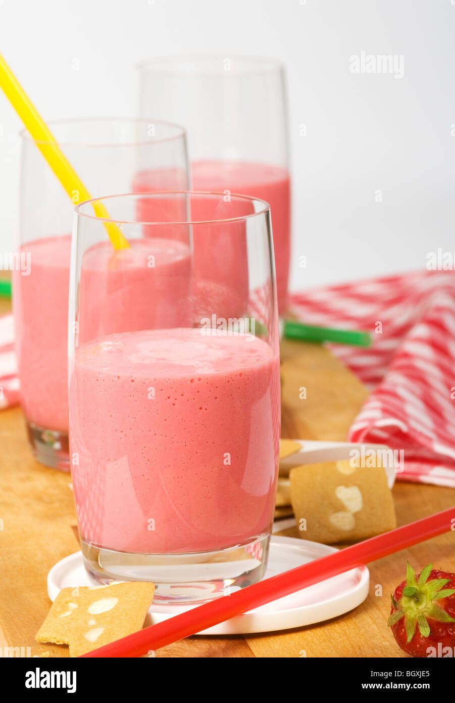 Shakes with Strawberry Stock Photo - Alamy