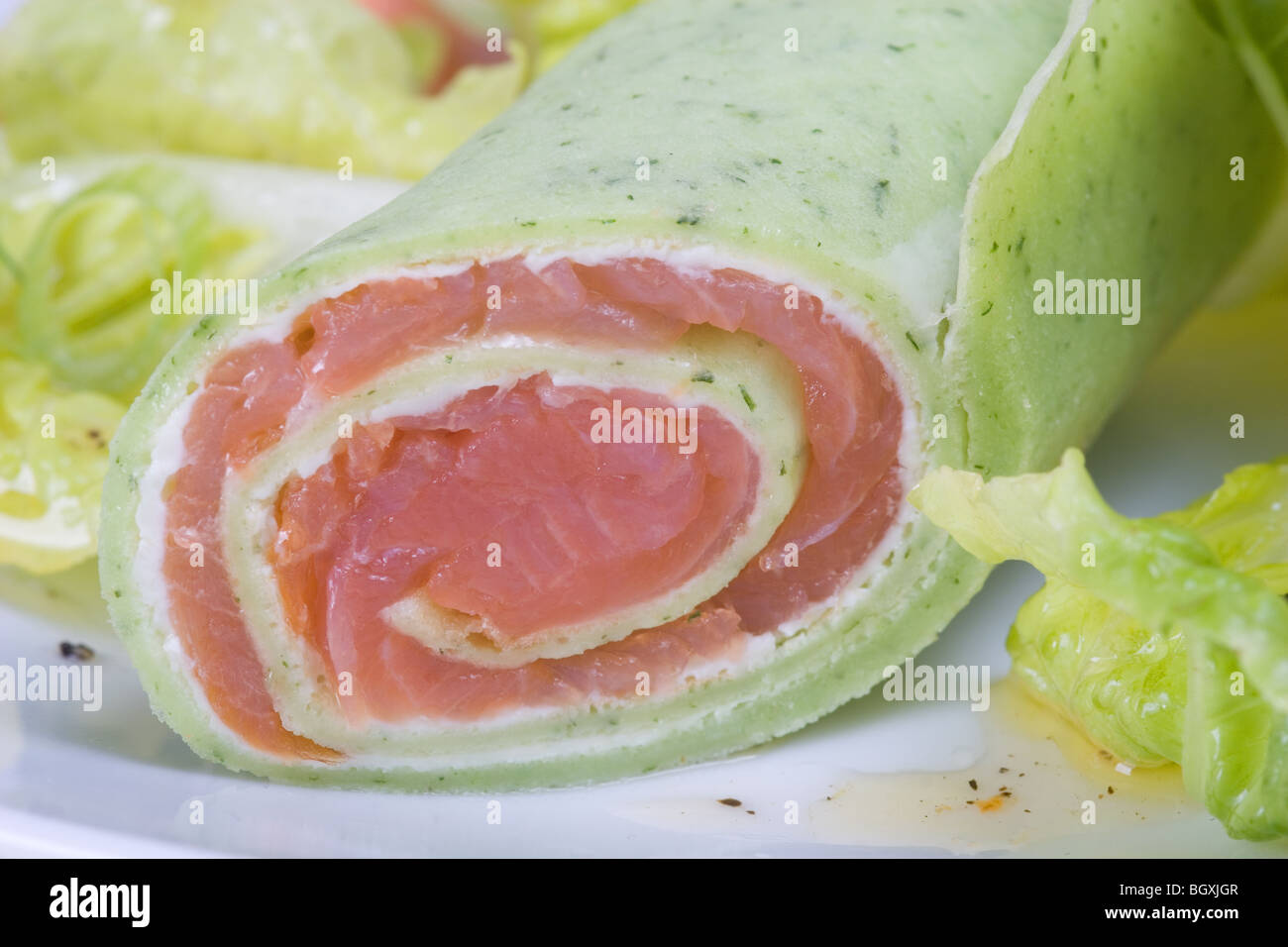 Salmon roll close Stock Photo - Alamy