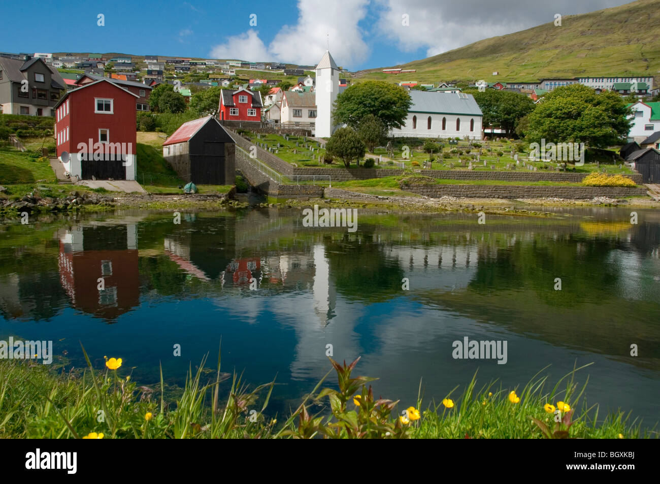 Village view with church hi-res stock photography and images - Alamy