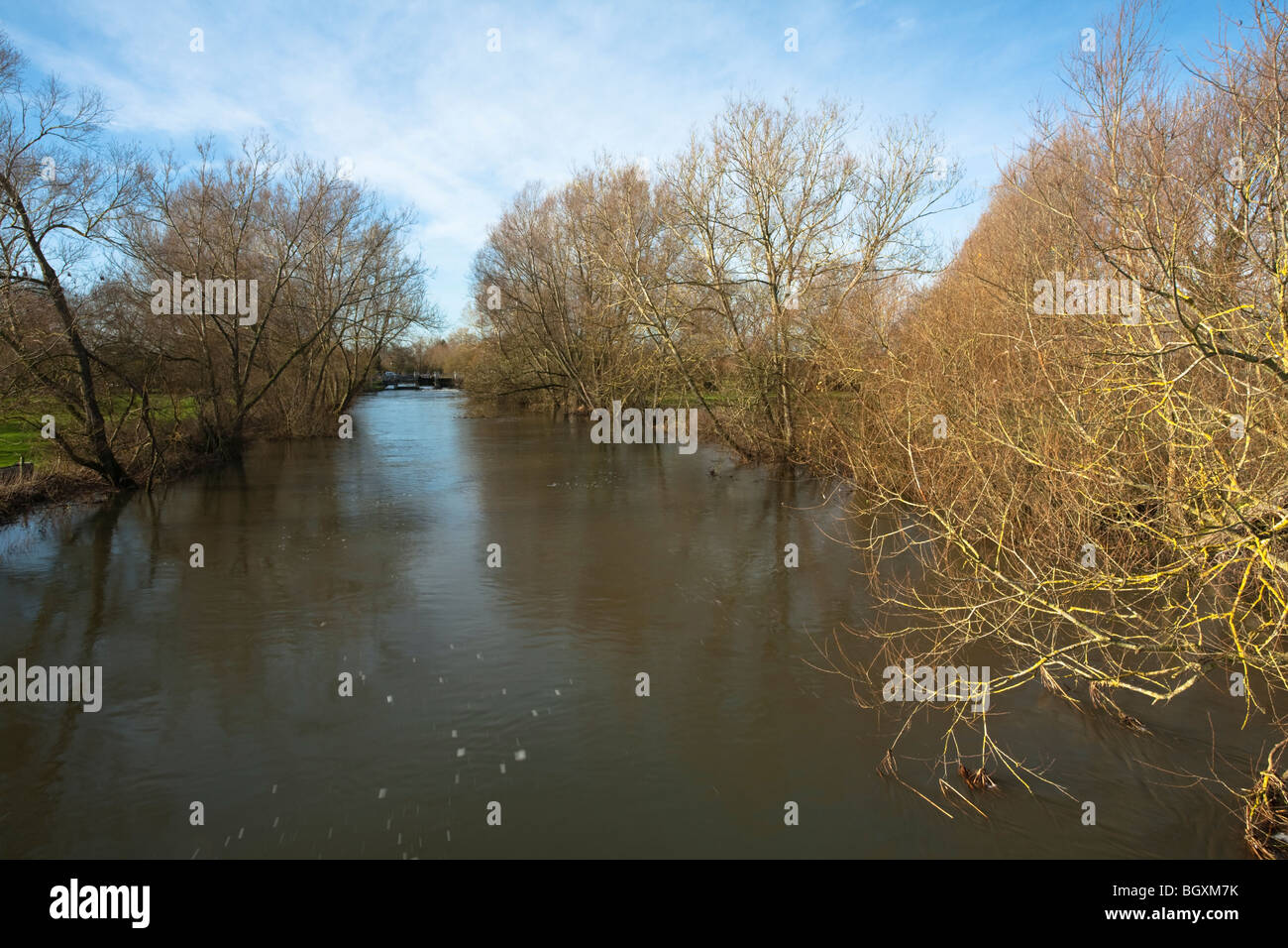 The River Thames from the footbridge downstream of Buscot Lock and Weir ...