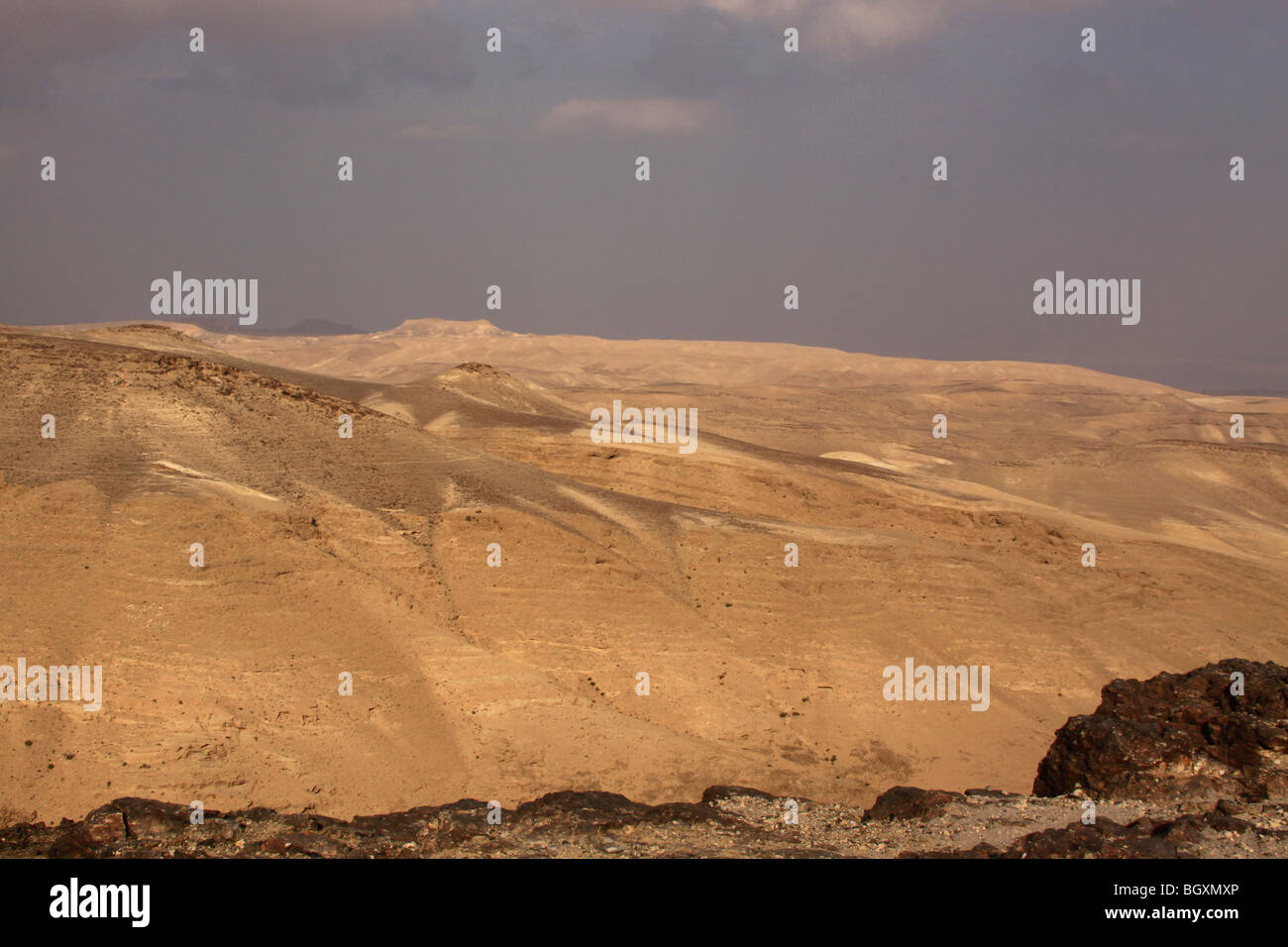 Israel, a view of the Judean Desert from Moav observation point in Arad ...