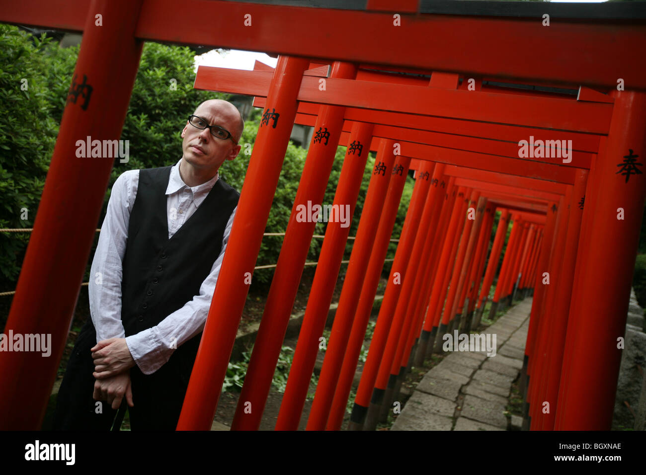 British author David Peace, photographed in Nezu district of Tokyo ...