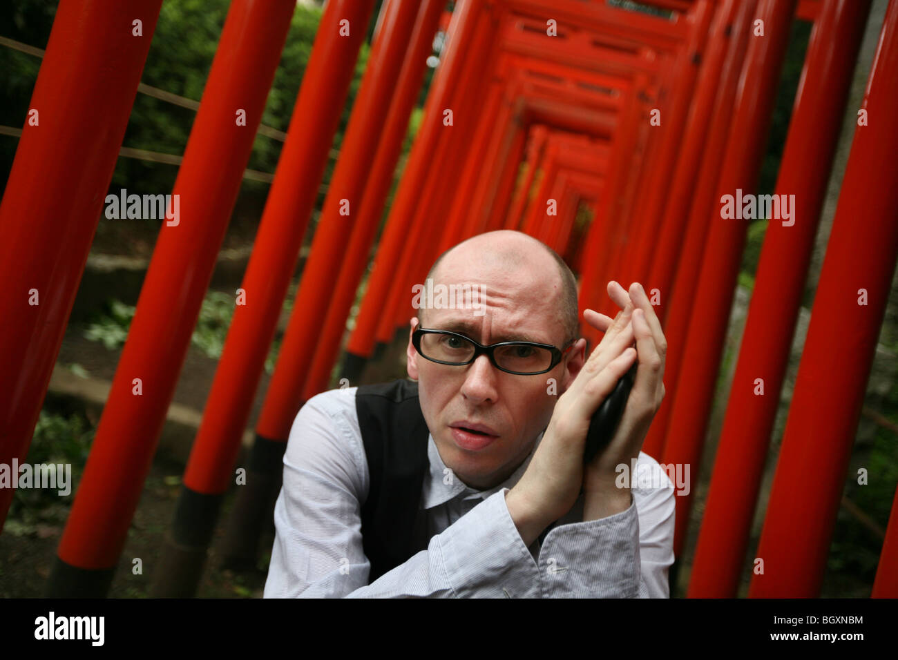 British author David Peace, photographed in Nezu district of Tokyo ...