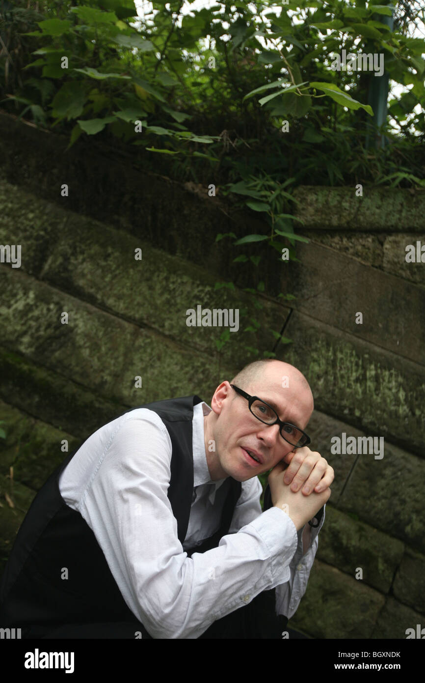 British author David Peace, photographed in Nezu district of Tokyo ...
