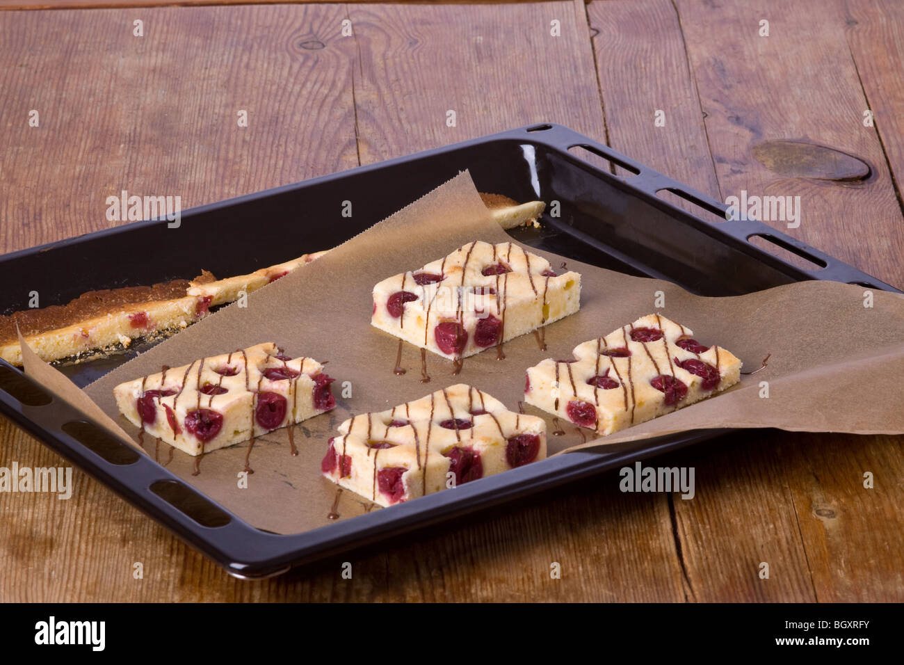 Cherry cake on plate Stock Photo - Alamy