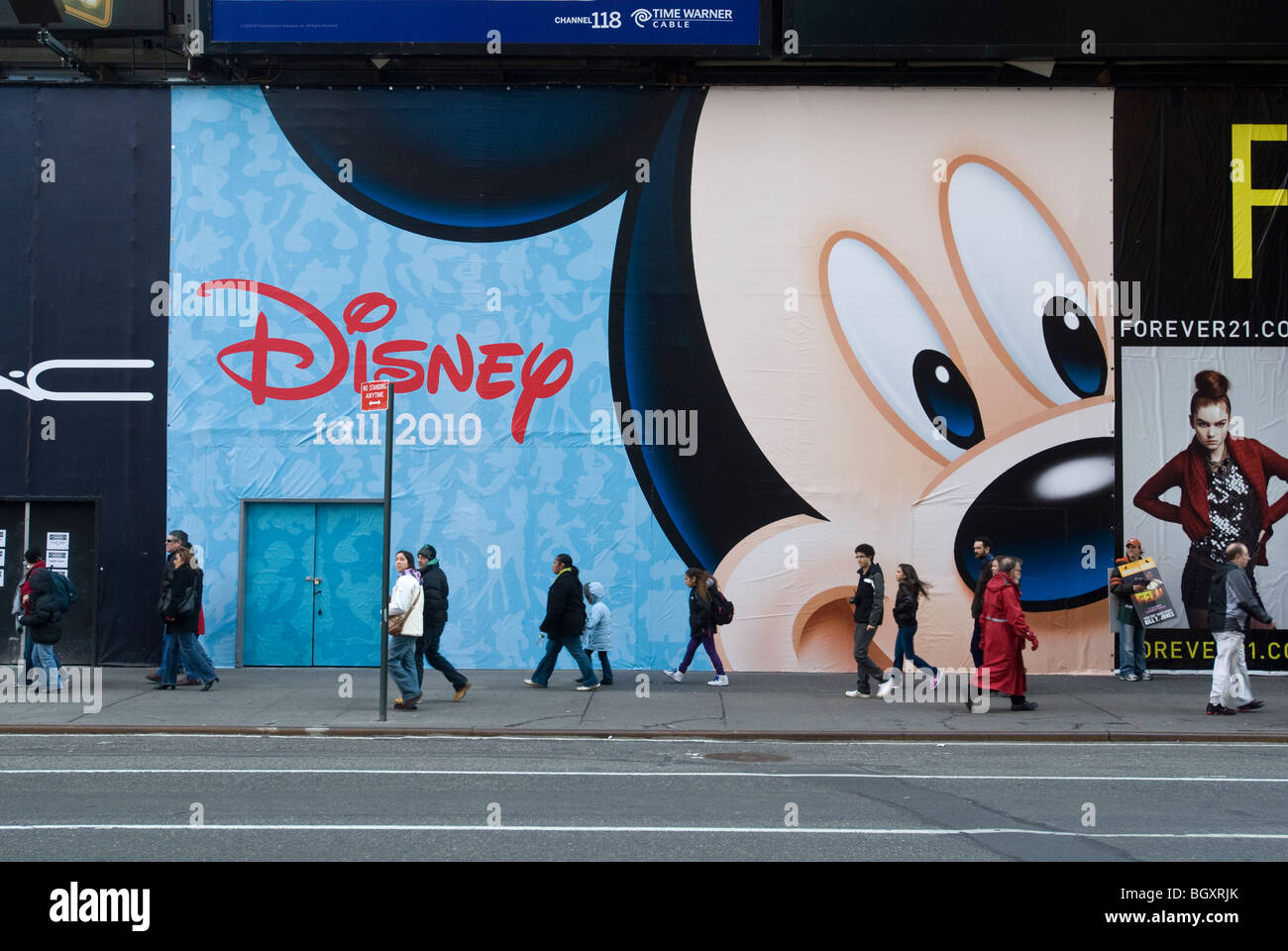 Signage announces the arrival of a new Disney store in Times Square in ...