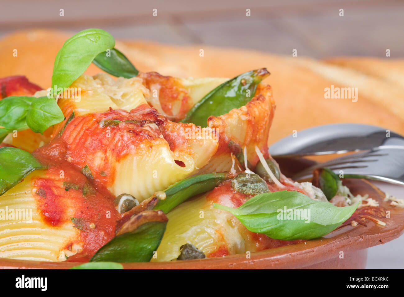 Pasta with Bread Stock Photo - Alamy