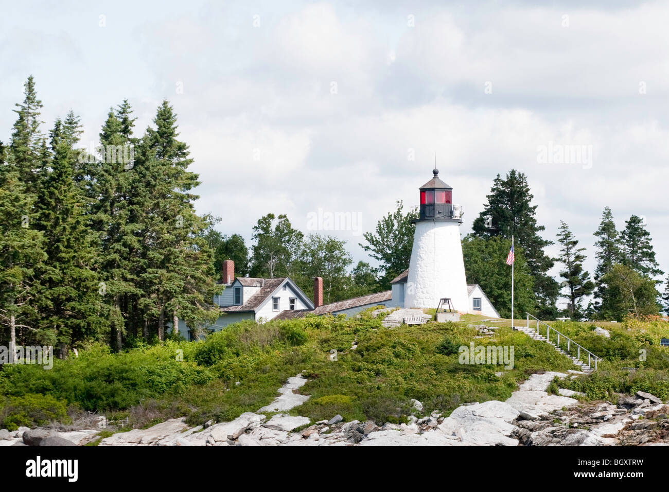 Burnt Island Lighthouse in Booth Bay Stock Photo - Alamy