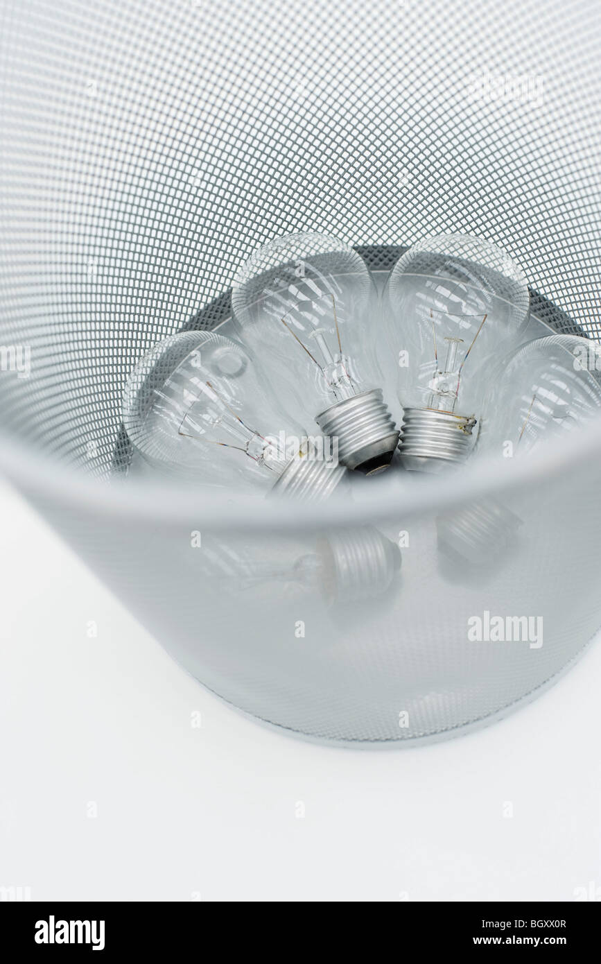 Conventional light bulbs in garbage can Stock Photo - Alamy