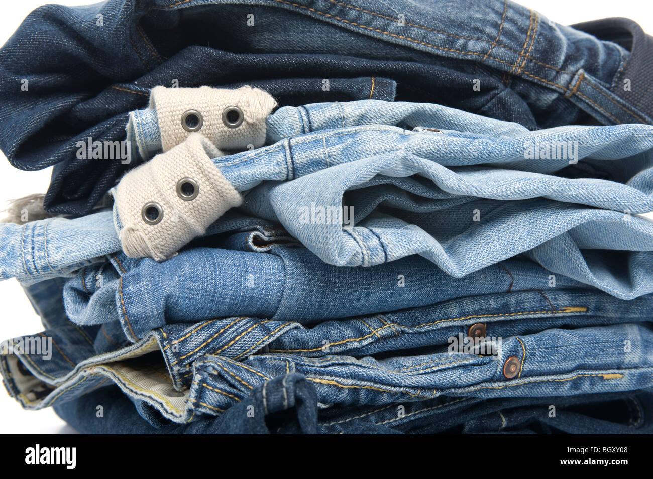 object on white - clothes jeans close up Stock Photo - Alamy