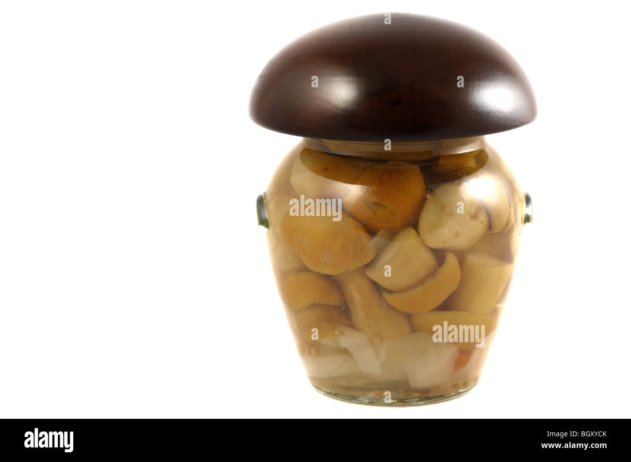 Jar full of pickled bolete Stock Photo - Alamy