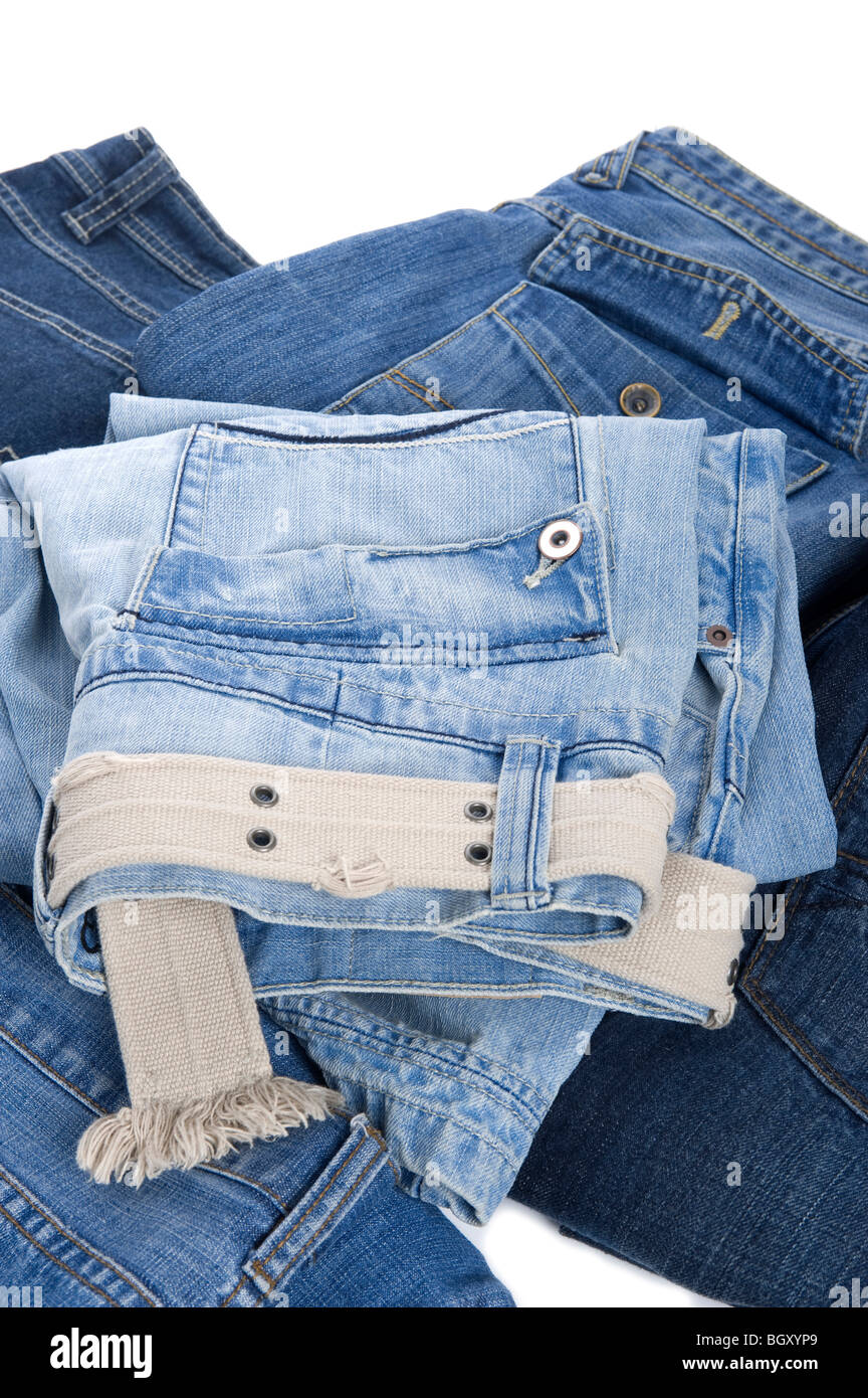 object on white - clothes jeans close up Stock Photo - Alamy
