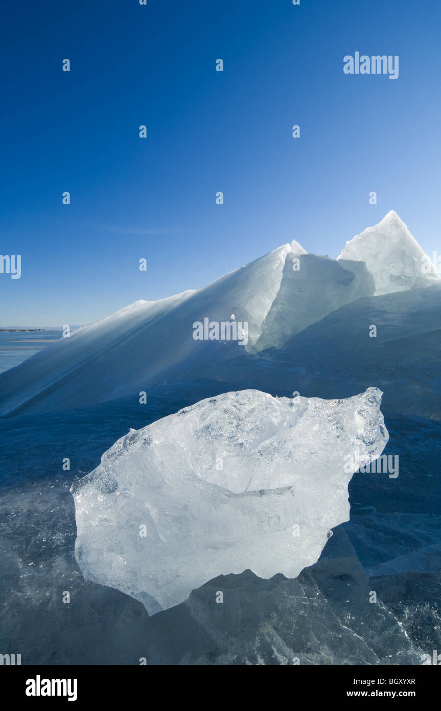 Chunk of ice and pressure ridge-Canyon Ferry Lake-Montana USA Stock ...