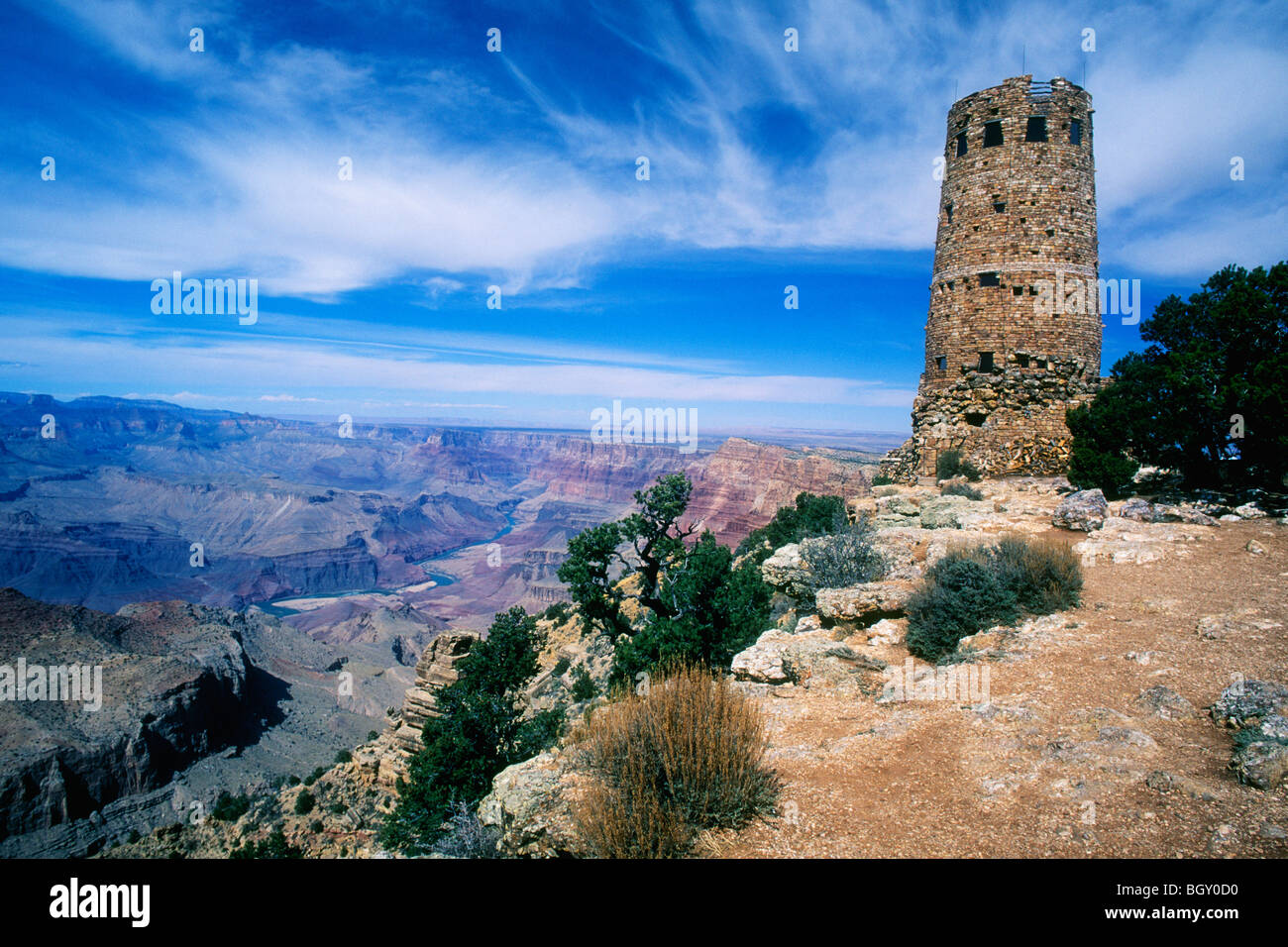 Grand Canyon National Park AZ Arizona South Rim Watchtower at Desert ...