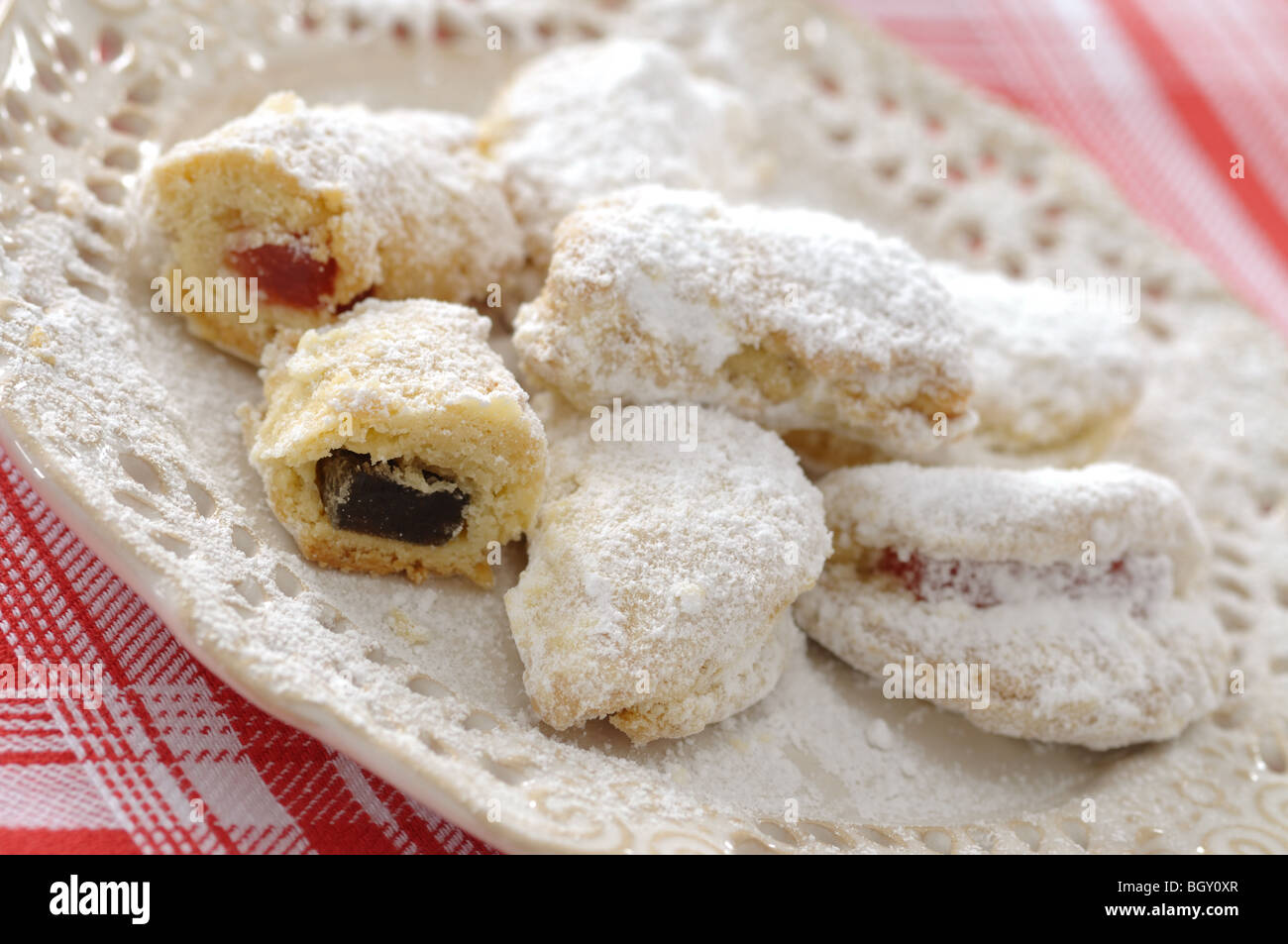 Traditional bulgarian cookies filled with lokum (like turkish delight ...