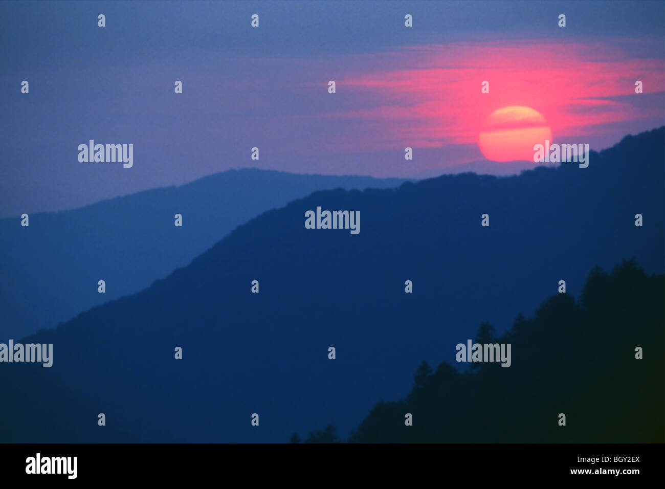 Sunset at Morton's Overlook, Great Smoky Mountains National Park Stock ...