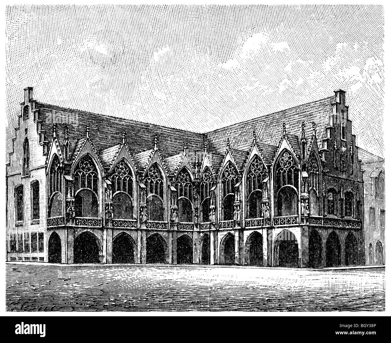 Old town buildings around Black and White Stock Photos & Images - Alamy