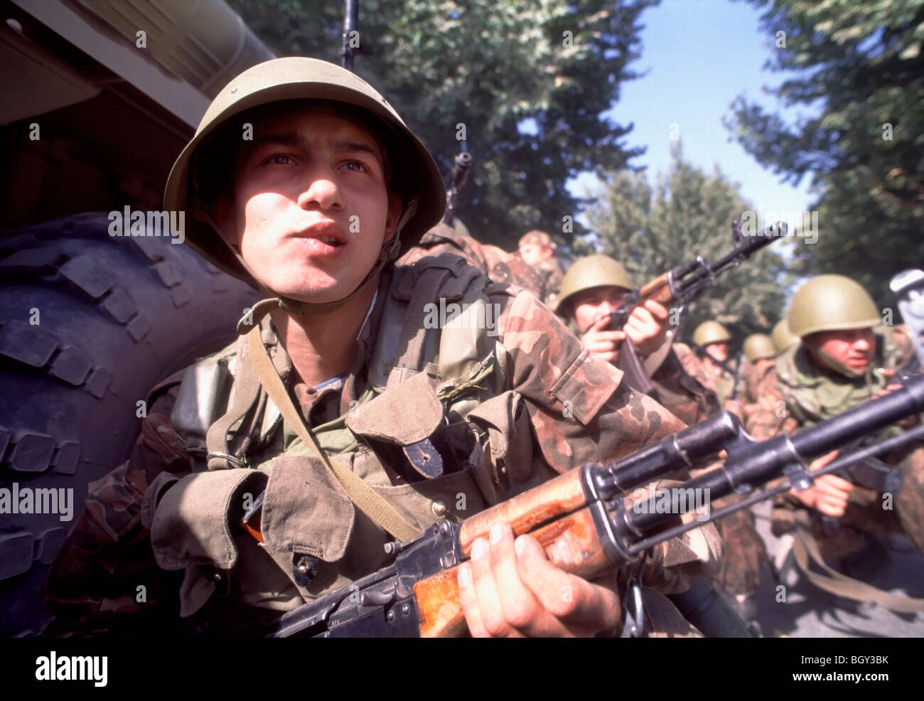 Russian soldiers take cover from hi-res stock photography and images ...