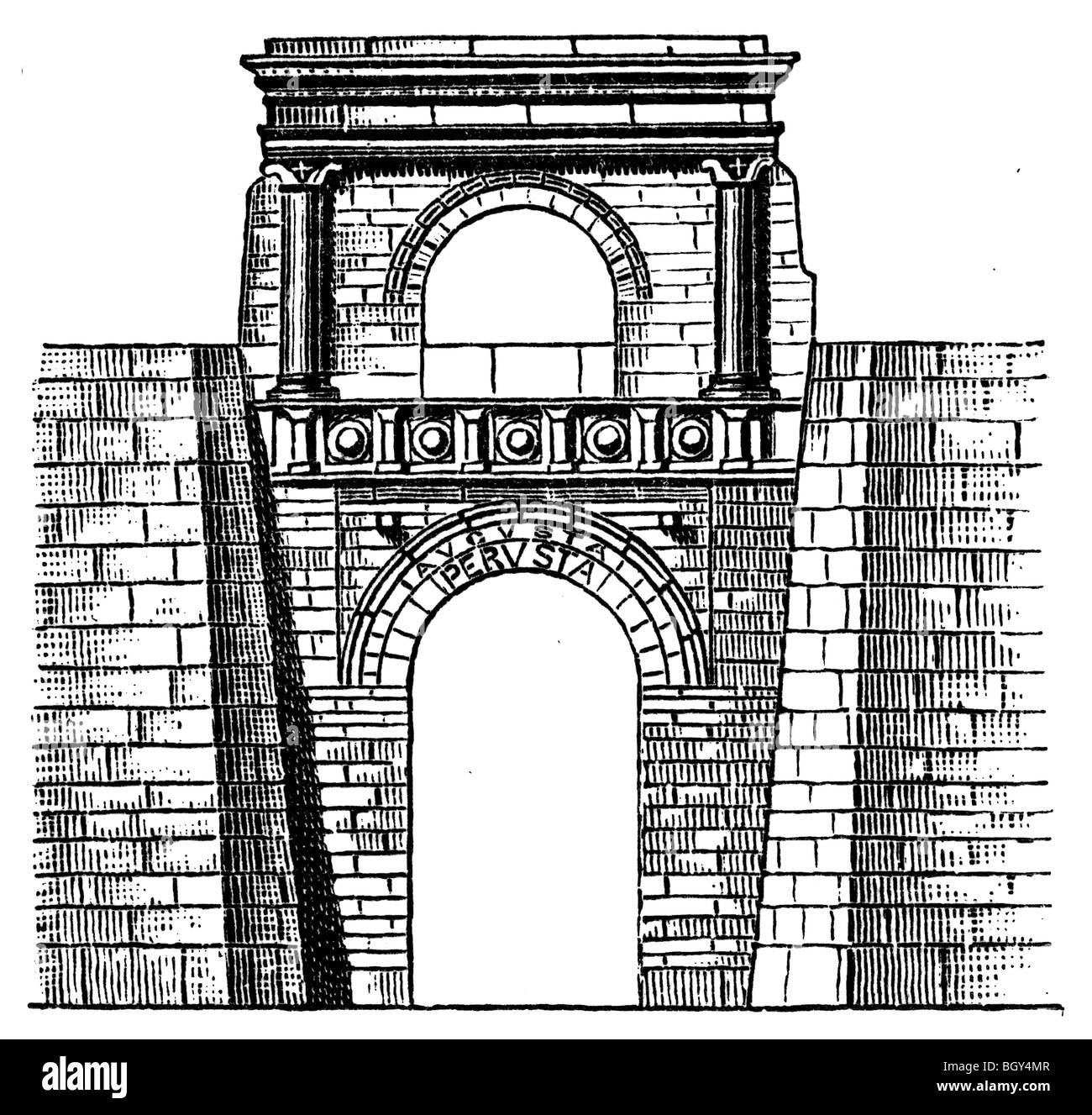 Gate in Perugia, Etruscan Stock Photo - Alamy