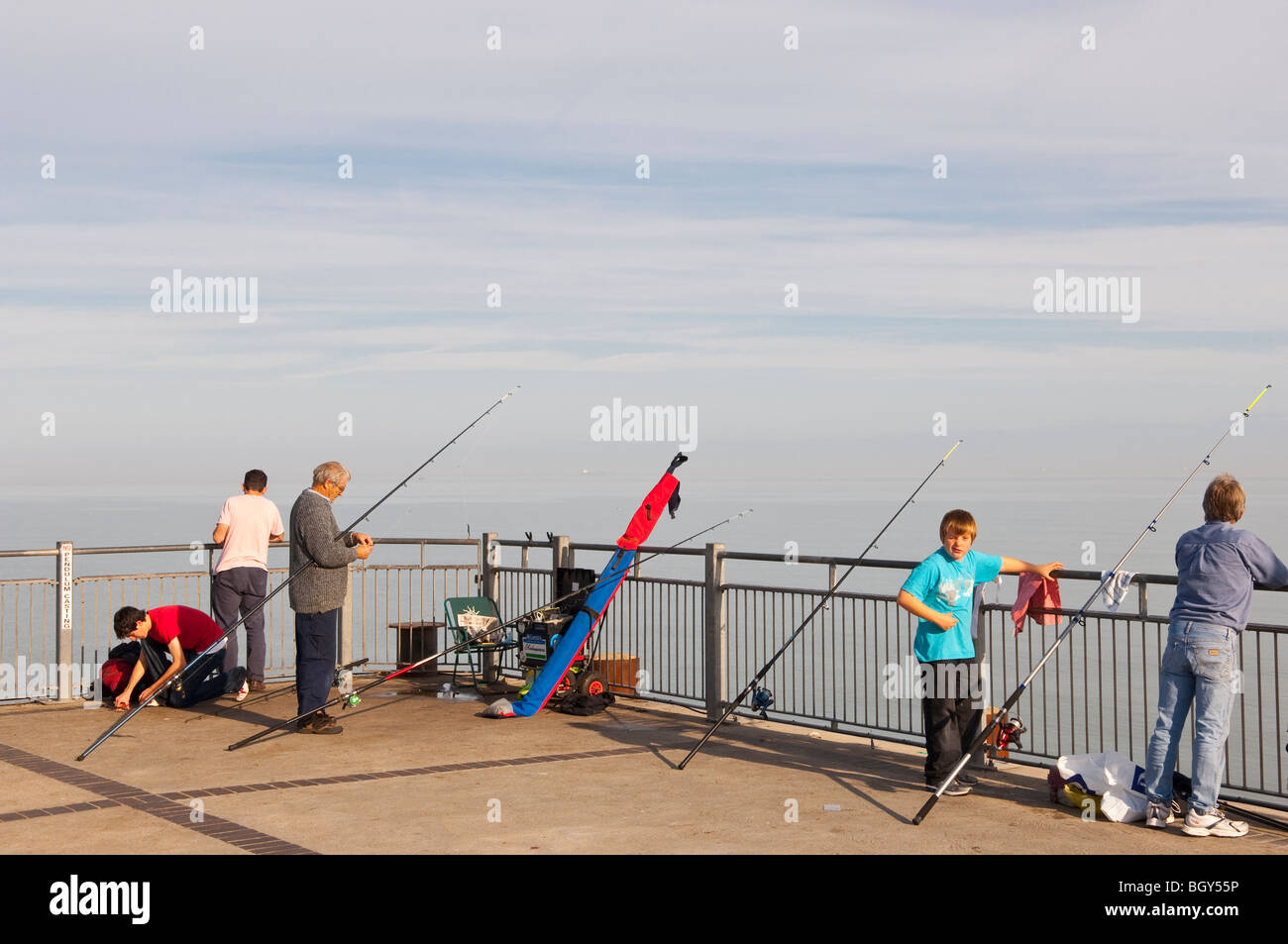 The Pier with people fishing in Southwold , Suffolk , England , Britain ...