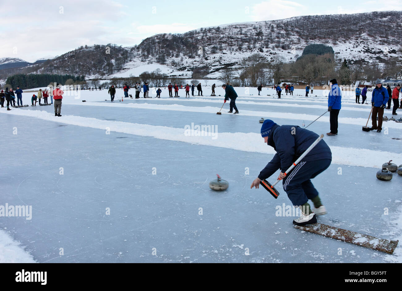Curling match on the Lake of Menteith, Stirling, Scotland, UK Stock ...